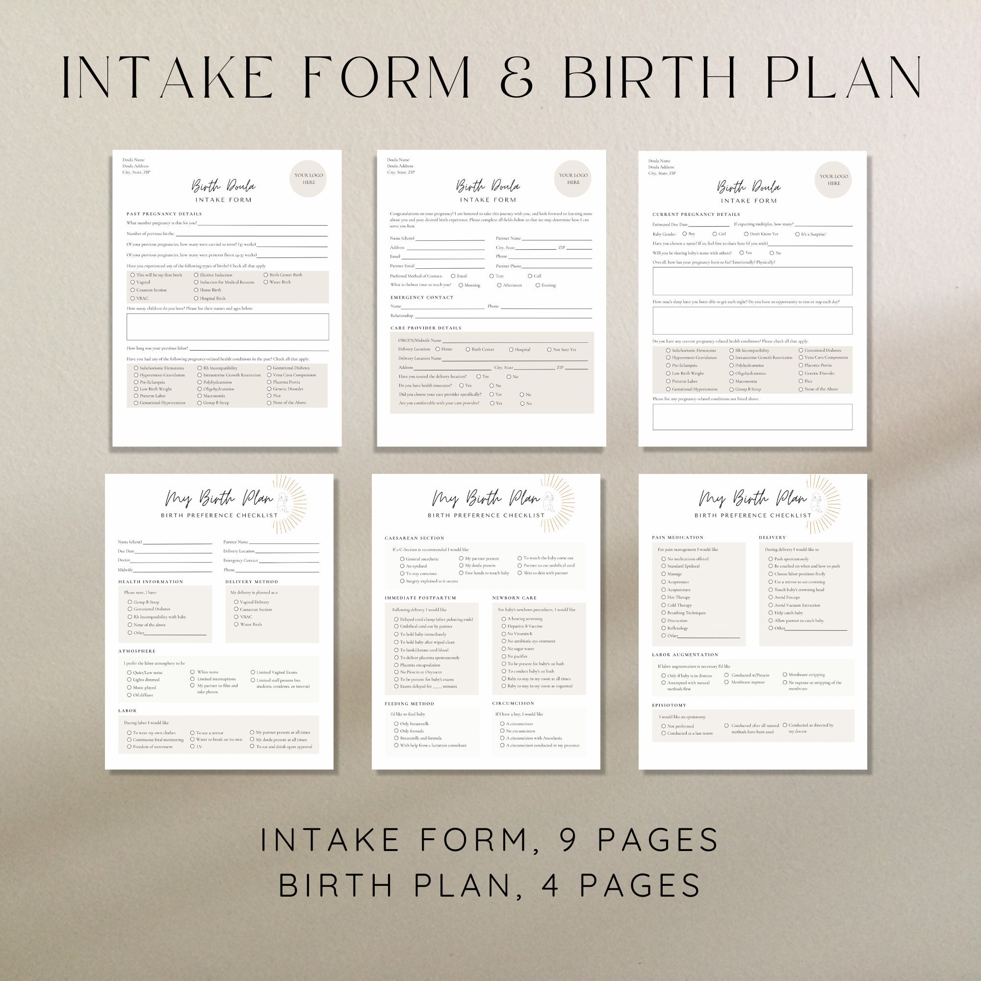 Doula Intake Forms Bundle for New Clients, New Client Intake Forms ...