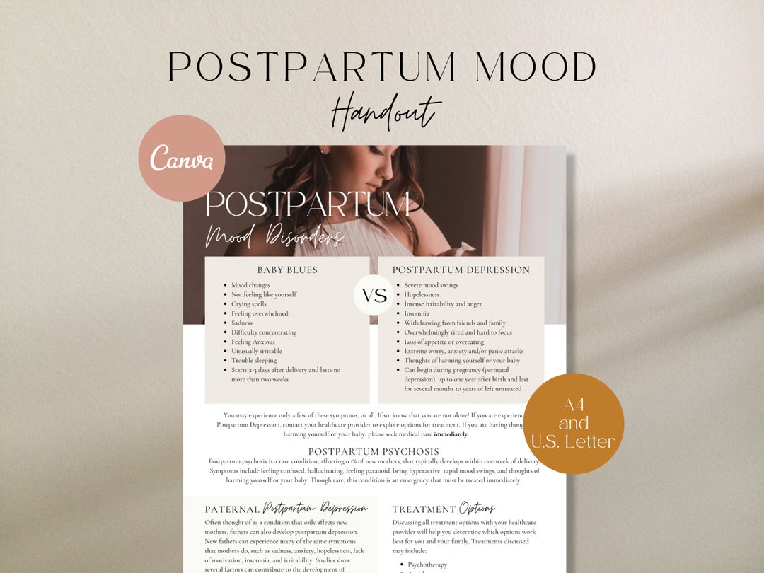 Postpartum Mood Disorders Handout, Postpartum Planning Handout ...