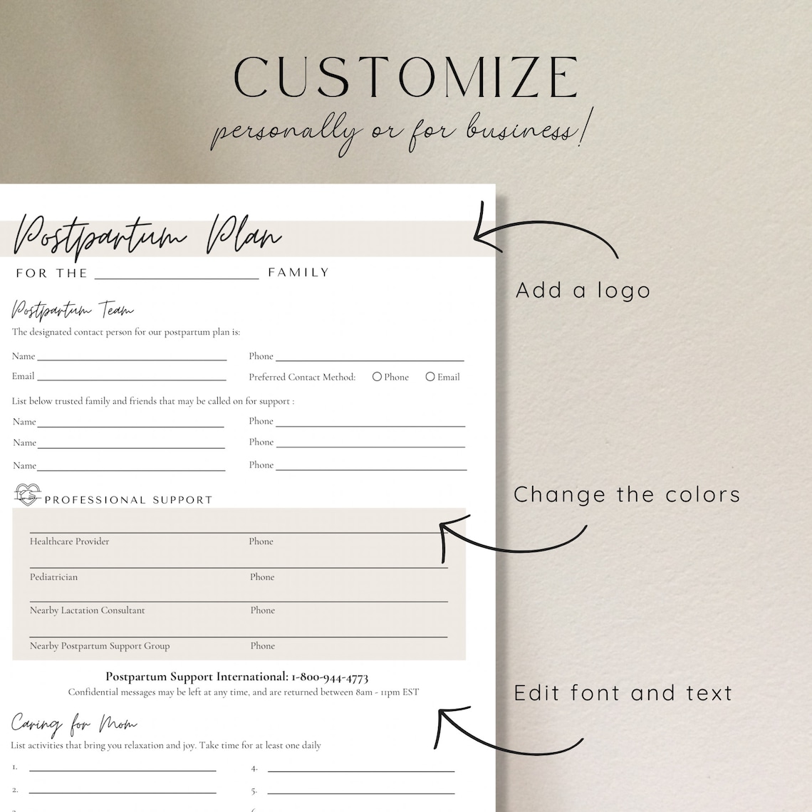 Postpartum Plan and Worksheet, Postpartum Plan, Postpartum Doula ...