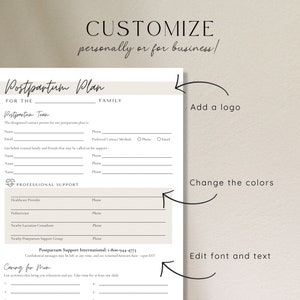 Postpartum Plan and Worksheet, Postpartum Plan, Postpartum Doula ...