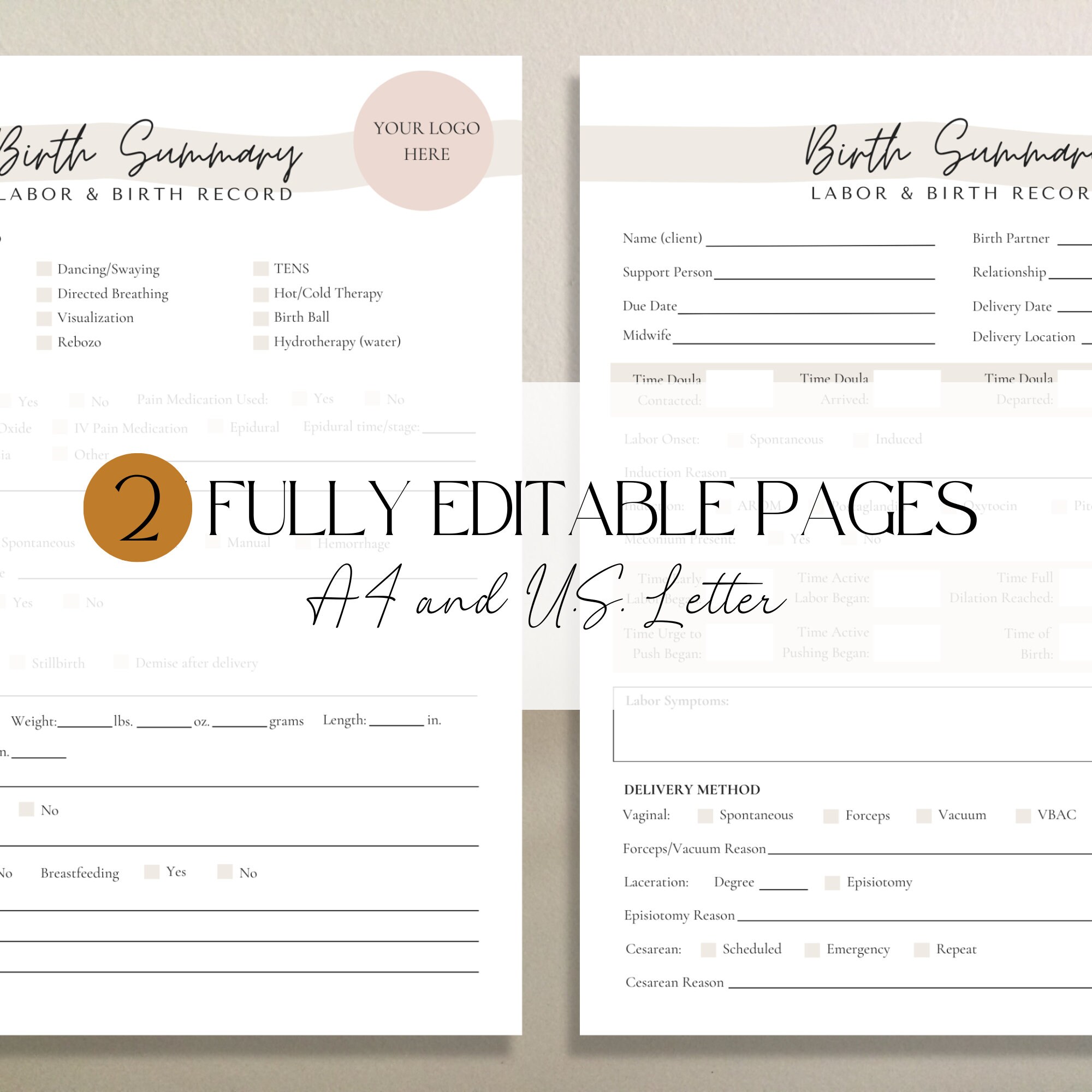 Doula Birth Summary, Birth Record Form for Birth Doulas, Birth Planning, Birth Doula, Birth ...
