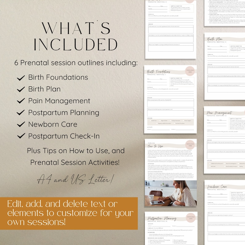 Birth Doula Prenatal Session Outlines and Worksheets, Prenatal Meeting ...