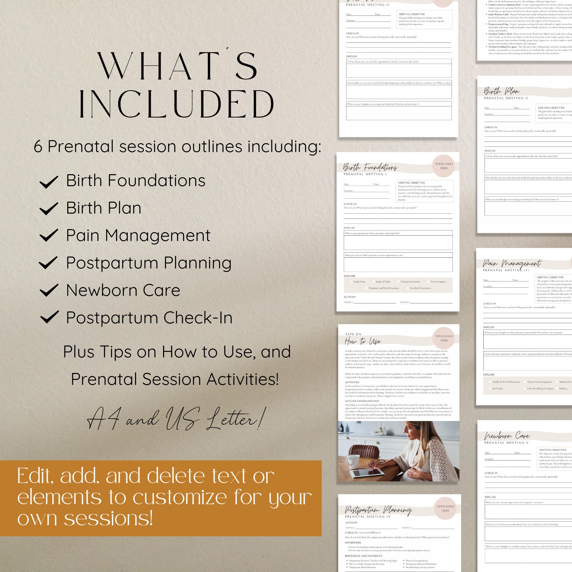 Birth Doula Prenatal Session Outlines & Worksheets (canva Editable ...