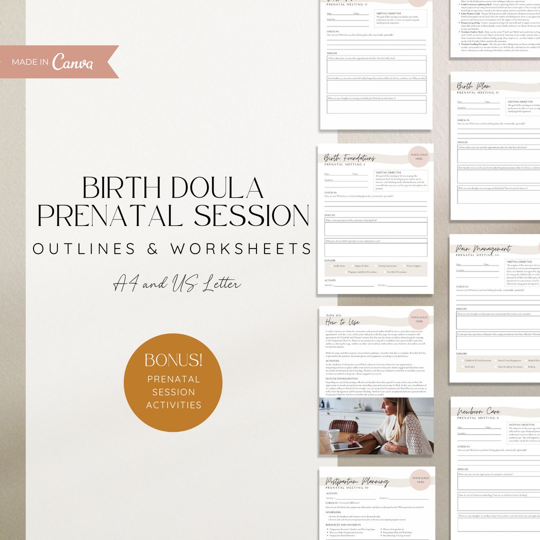 Birth Doula Prenatal Session Outlines & Worksheets (canva.com) - Etsy