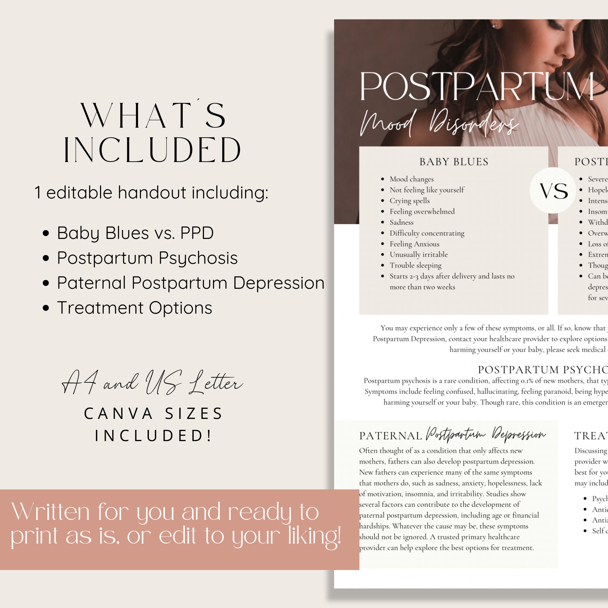 Postpartum Mood Disorders Handout, Postpartum Planning Handout ...