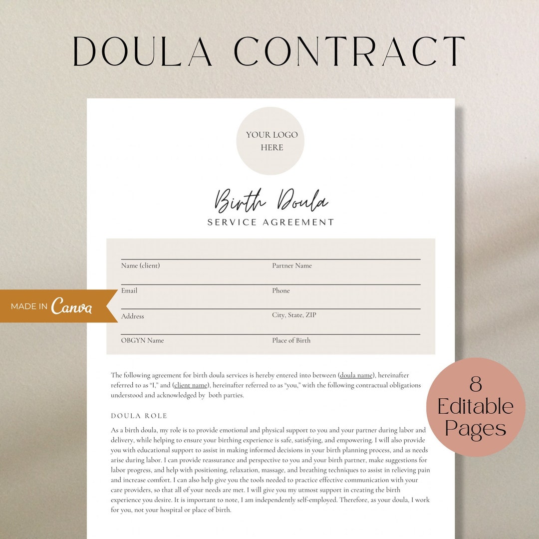 Doula Contract, Doula Service Agreement, Contract for Doula Service - Etsy