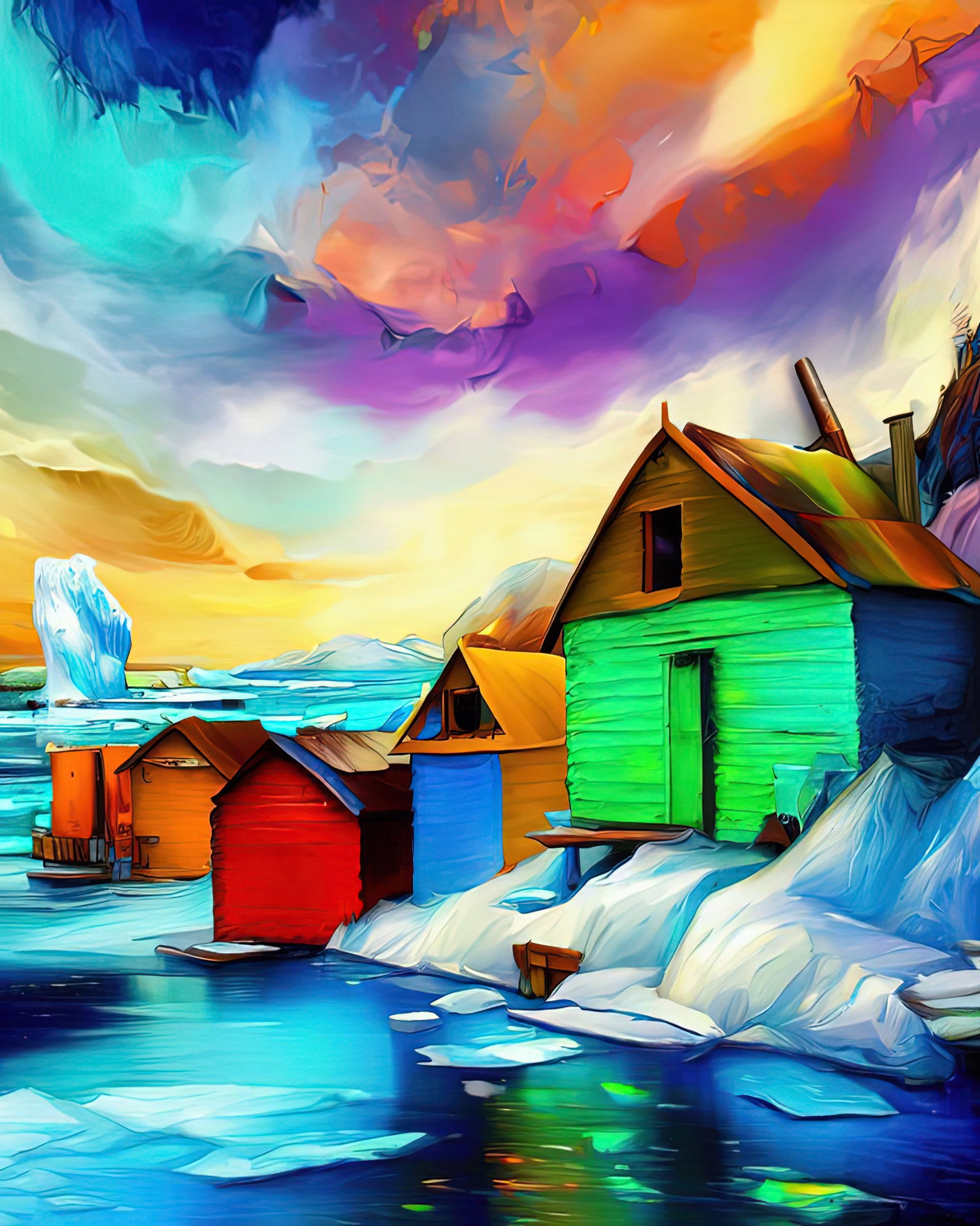 Fine Art Abstract Painting Canvas Print Newfoundland Art Puffin - Etsy