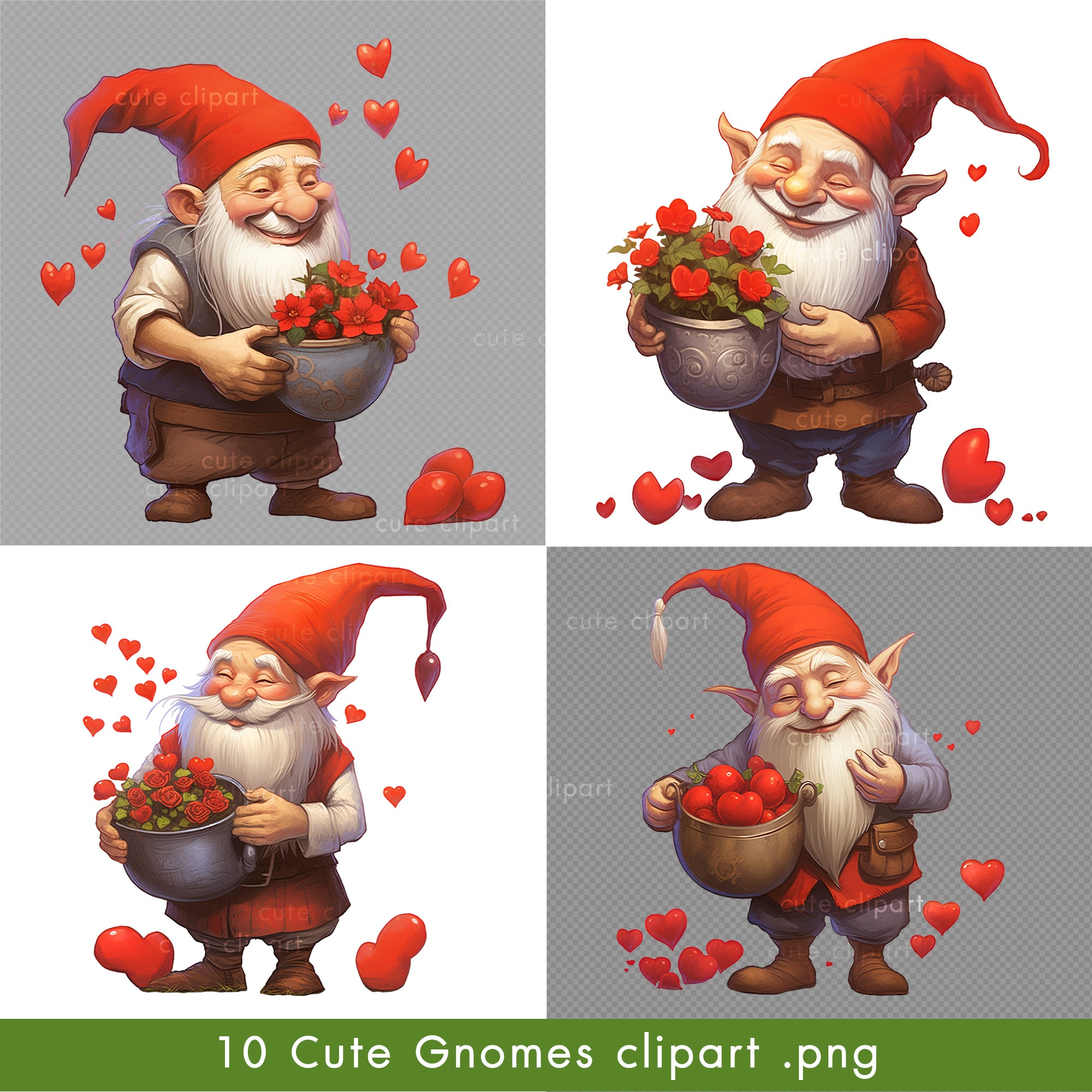 Valentines Gnome Clipart Bundle, Valentines Clipart, Valentines Png ...