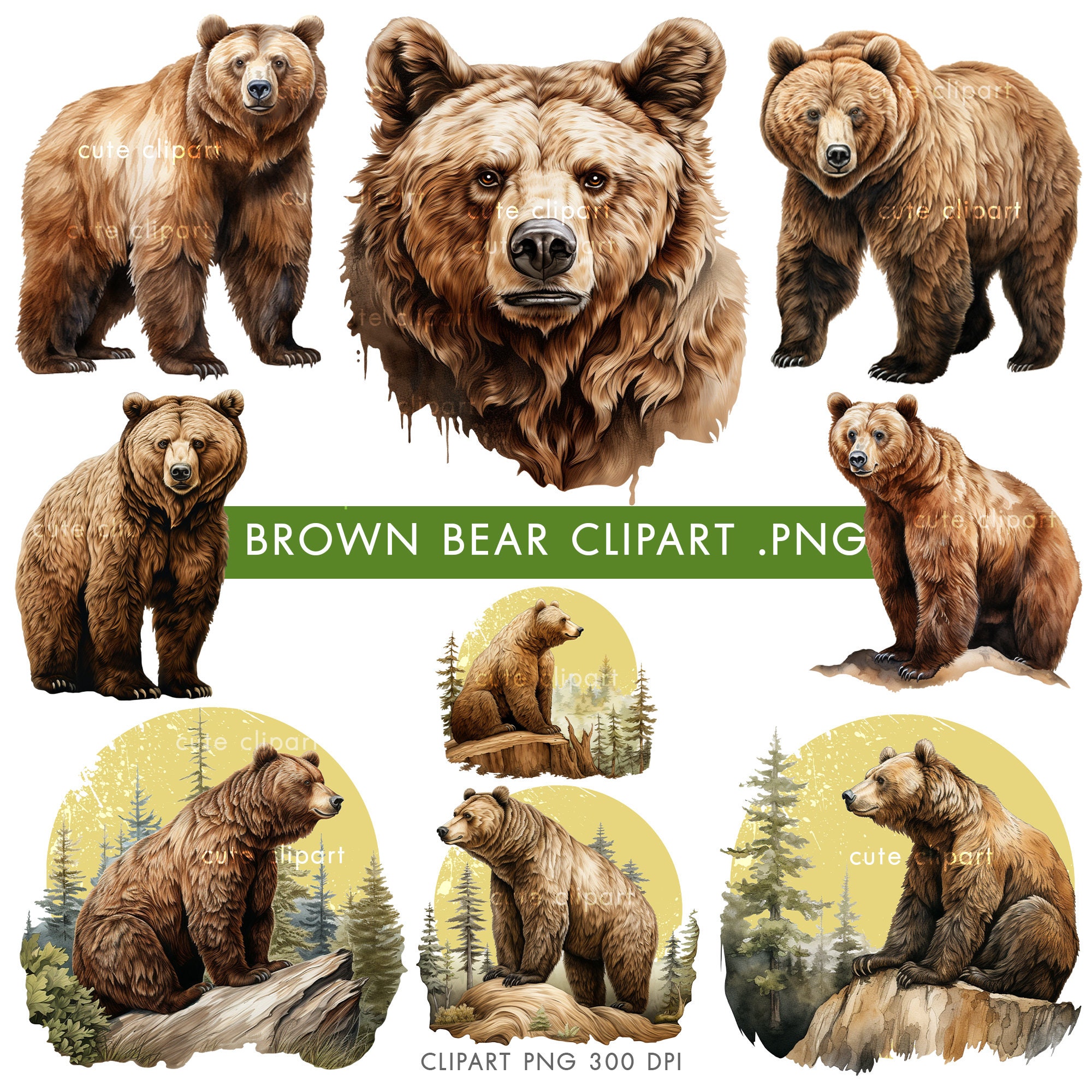 Brown Bear Clipart. - Etsy