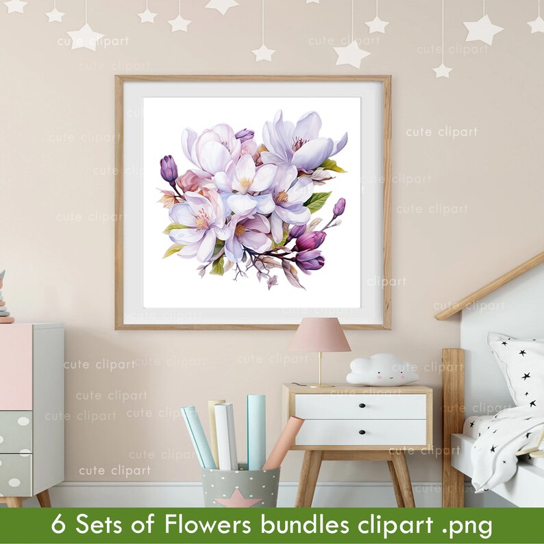 Flowers Clip Art Bundle - 20 PNG Beautiful Floral Graphics, Flower ...