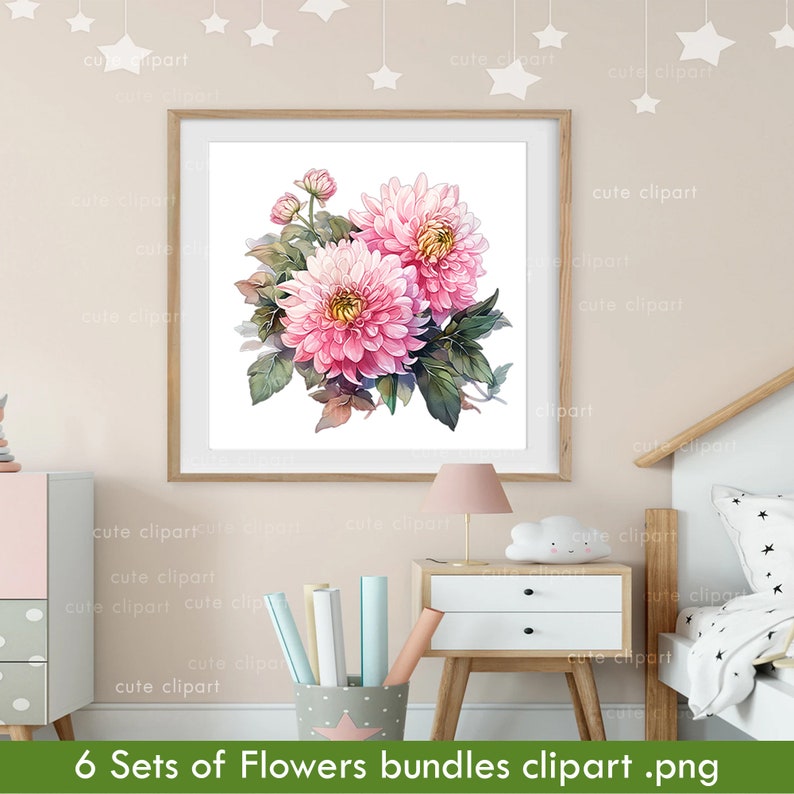 Flowers Clip Art Bundle - 20 PNG Beautiful Floral Graphics, Flower ...