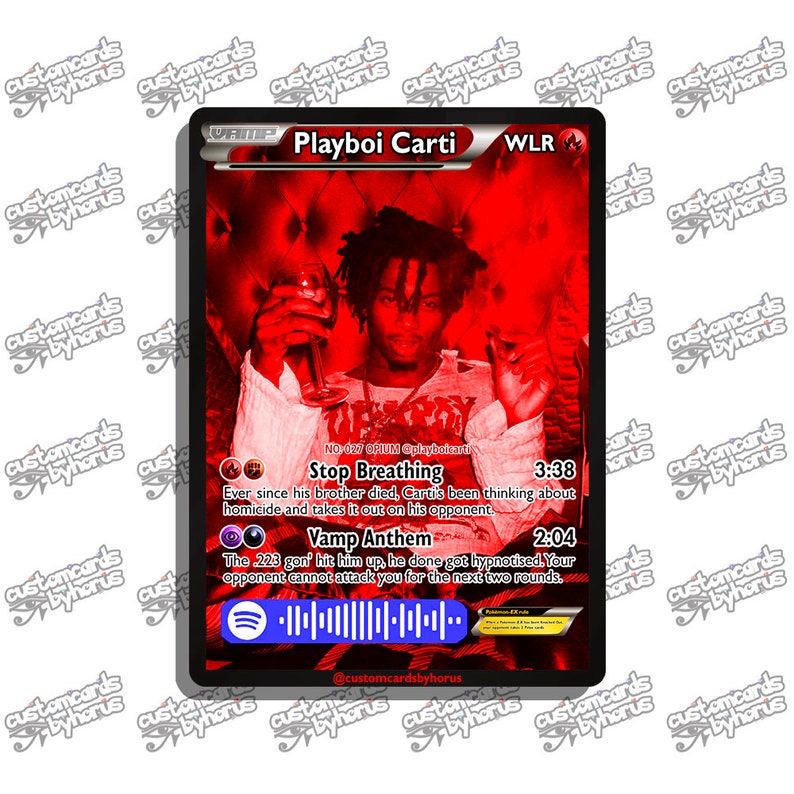 Playboi Carti Holographic Pokémon Trading Card WLR Whole Lotta Red ...