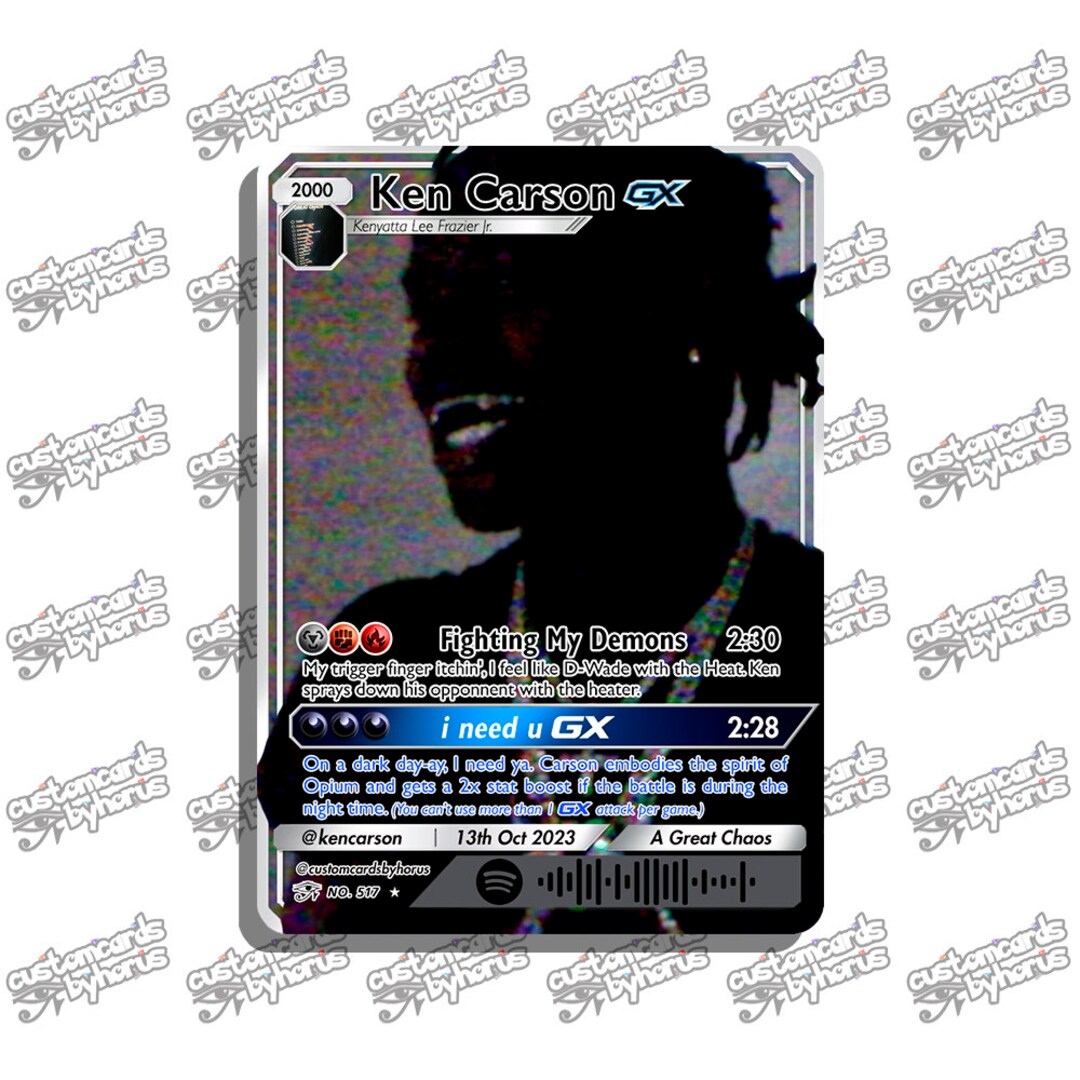 Ken Carson Holographic Pokémon Trading Card A Great Chaos Opium 00pium ...