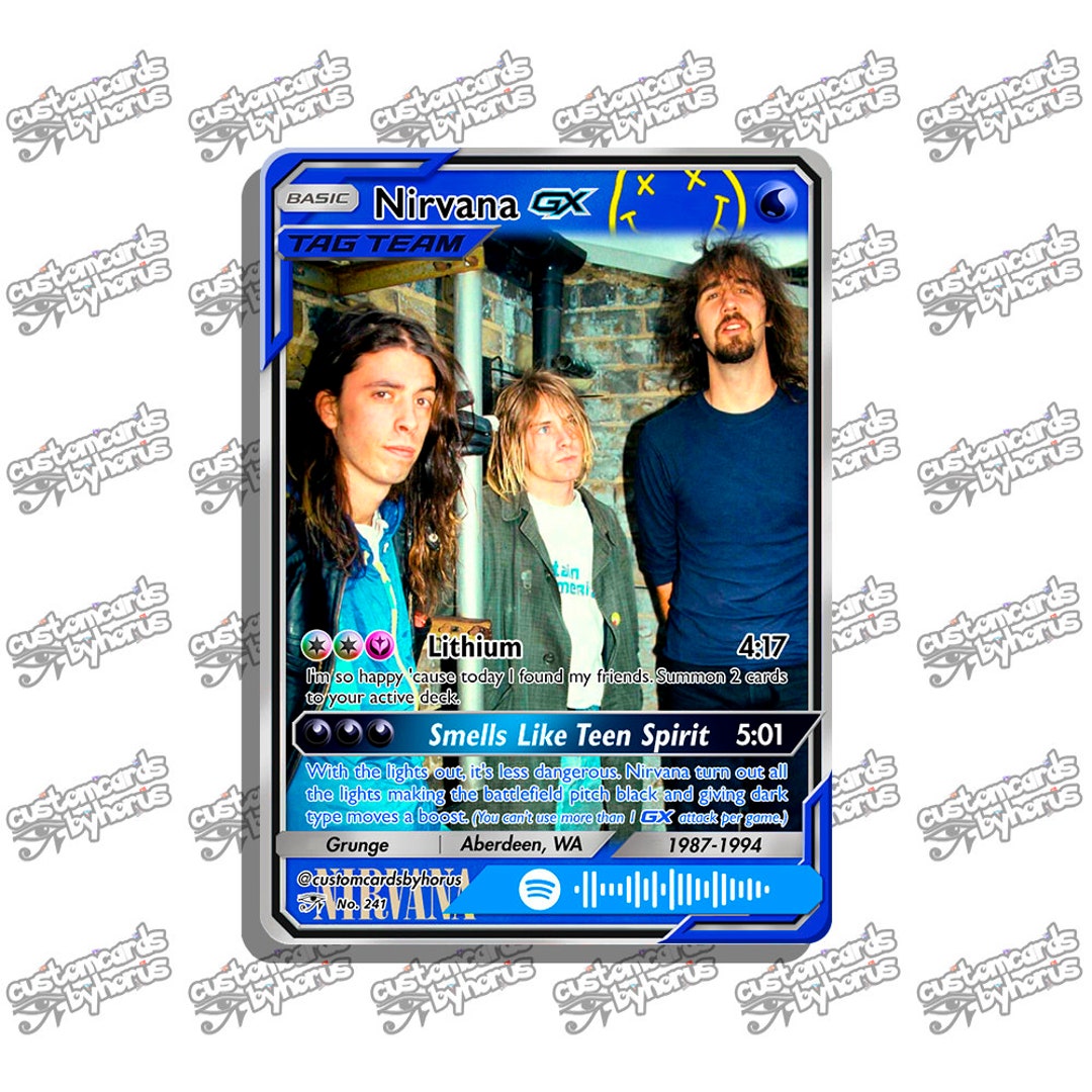 Nirvana Holographic Pokémon Trading Card Grunge Kurt Cobain Dave Grohl ...