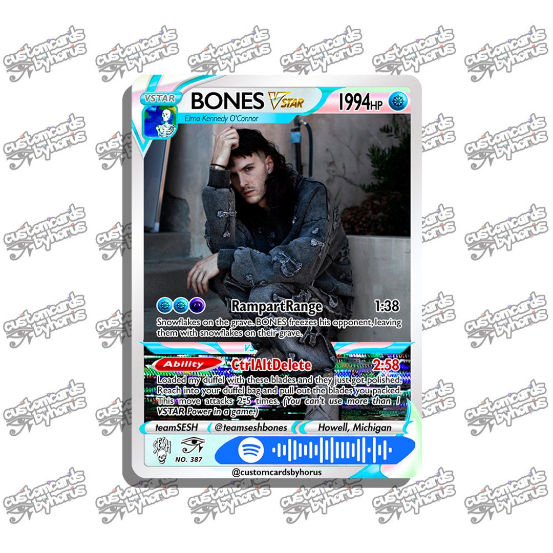 BONES Holographic Pokémon Trading Card Teamsesh - Etsy