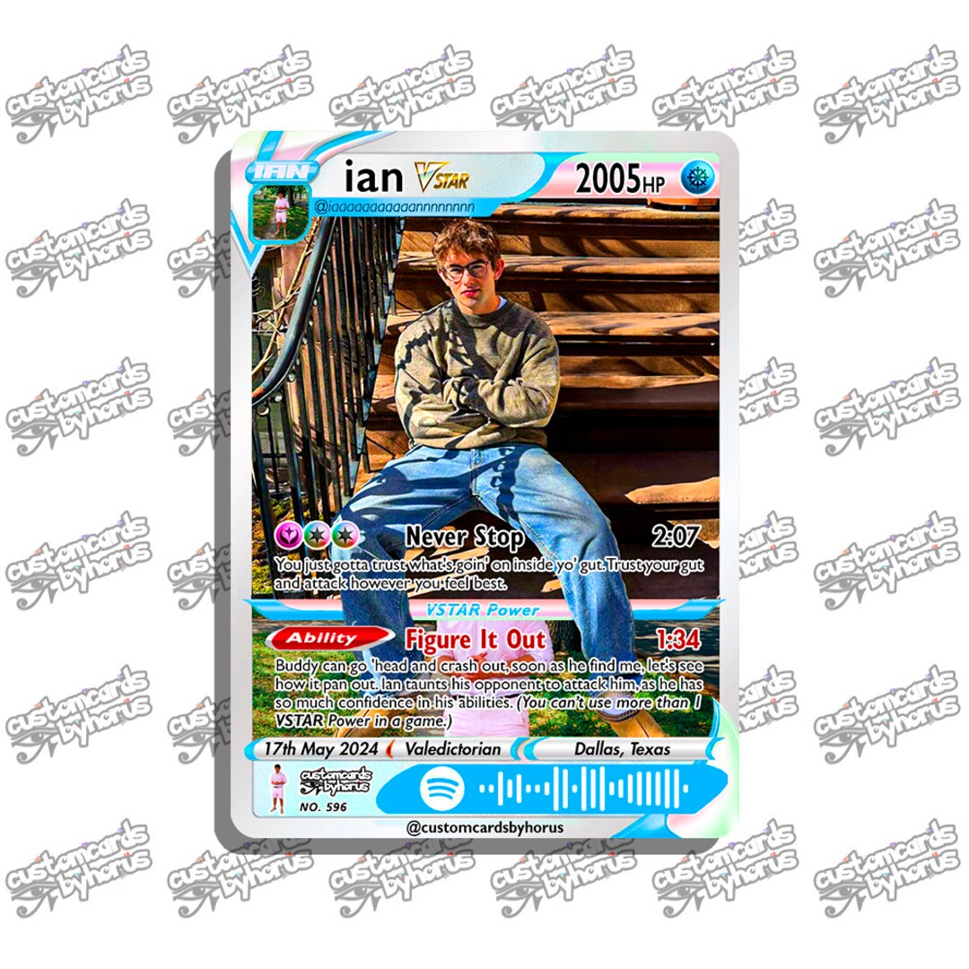 Ian Holographic Pokémon Trading Card Rapper Valedictorian - Etsy
