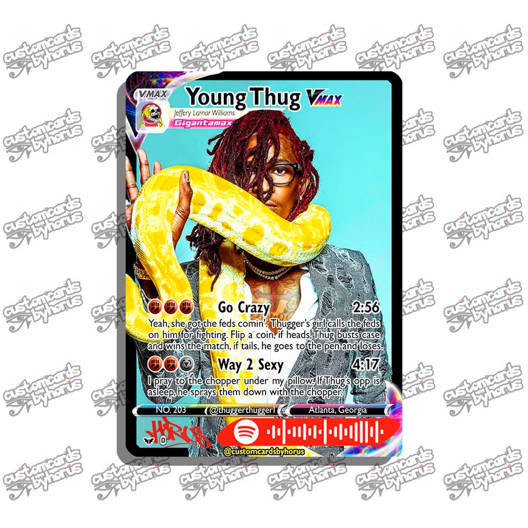 Young Thug Holographic Pokémon Trading Card YSL Slime Thugger Free Thug ...