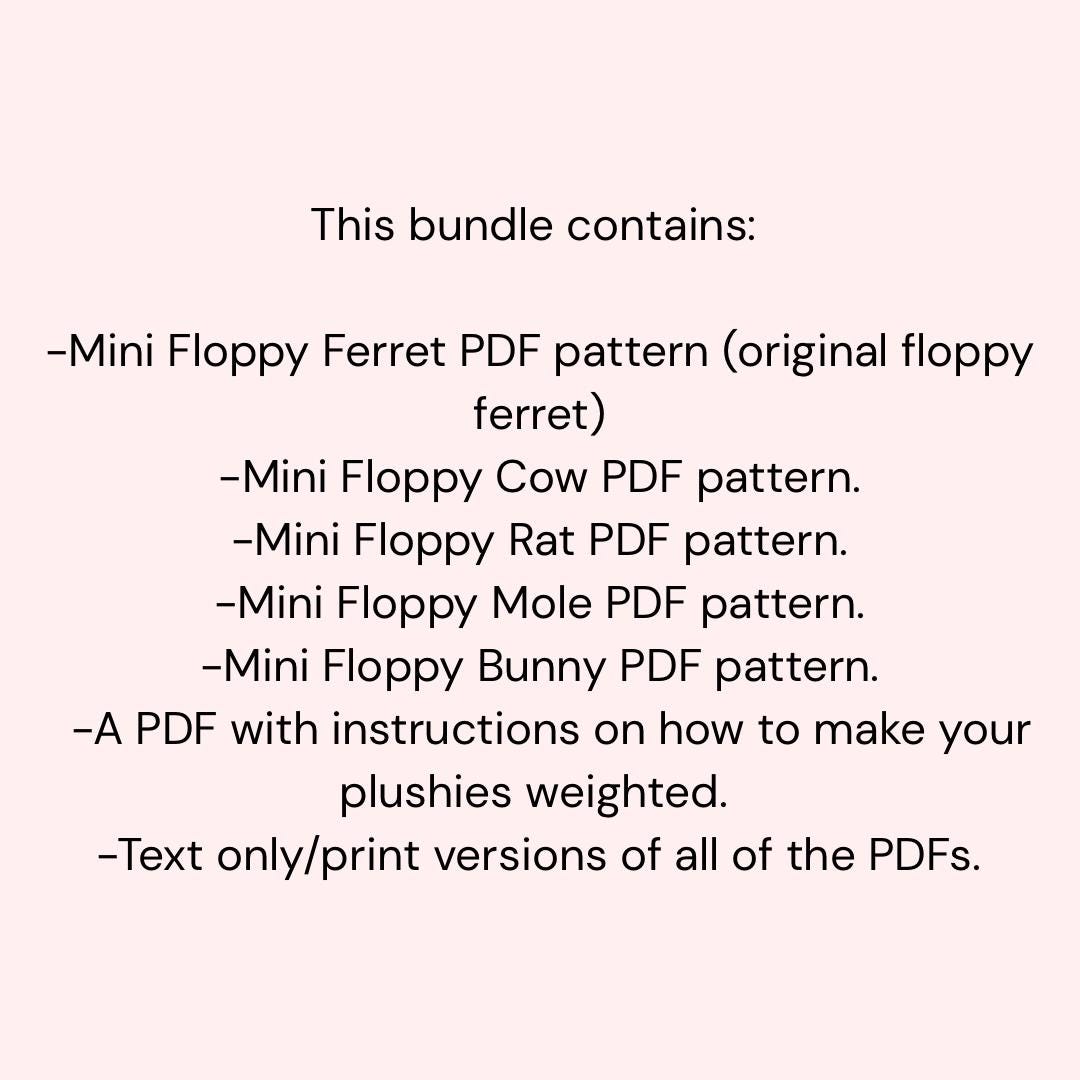 Mini Floppy Animals - Crochet Pattern Bundle in English - Etsy