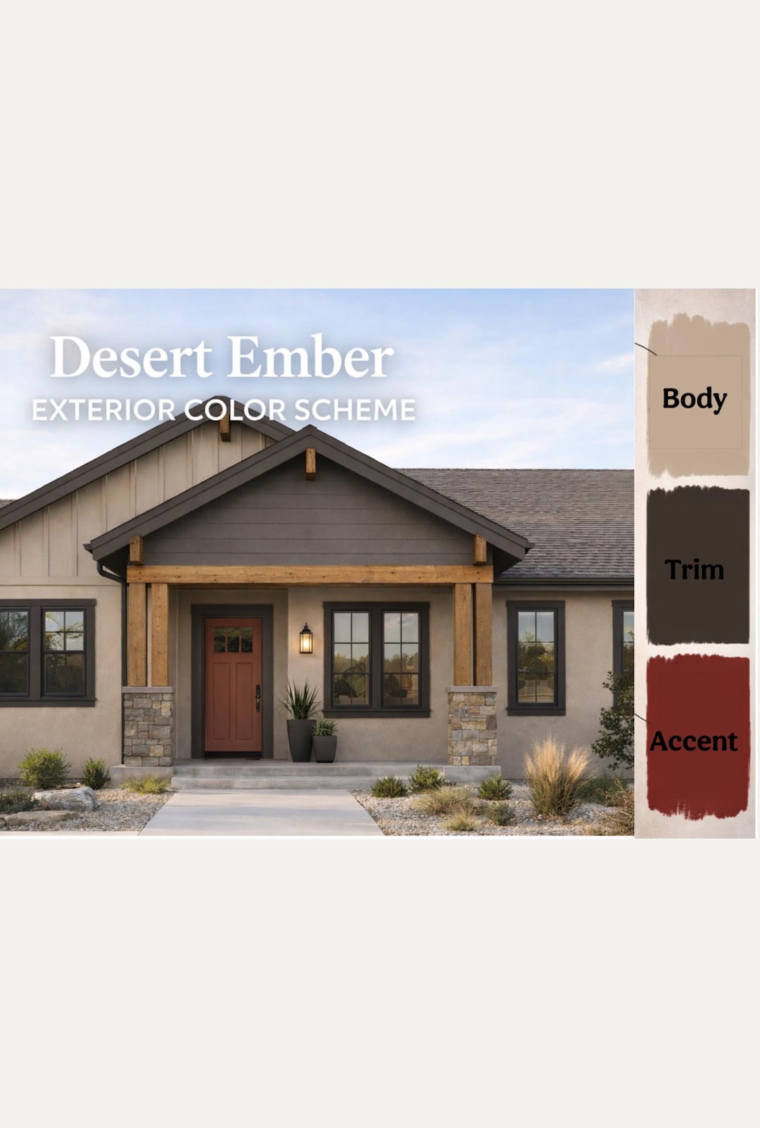 Desert Ember Exterior Paint Color Scheme | Warm Modern Southwest Home ...