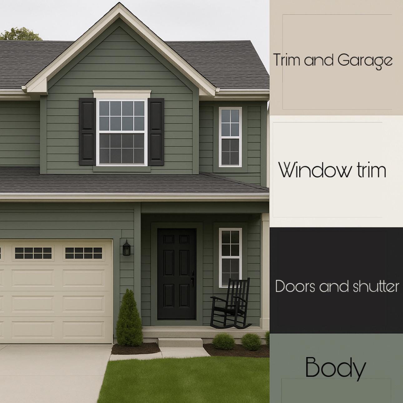 Earthy Green & Neutral Exterior House Color Scheme | Sherwin-williams ...