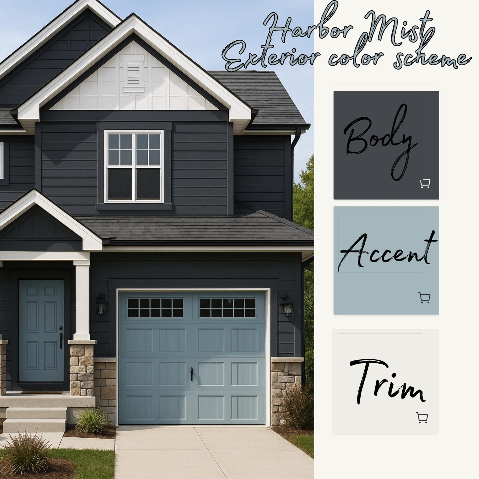 Harbor Mist Coastal Home Color Palette | Navy Blue, Mist Blue & White ...