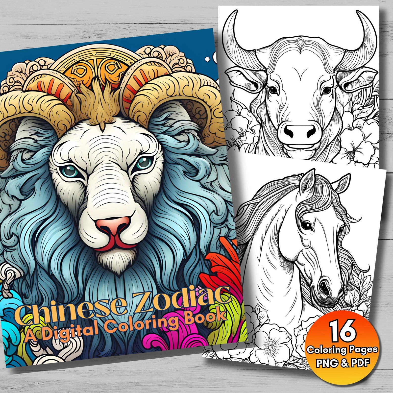 Chinese Zodiac: 16 Coloring Pages, Printable Astrology Coloring Pages ...