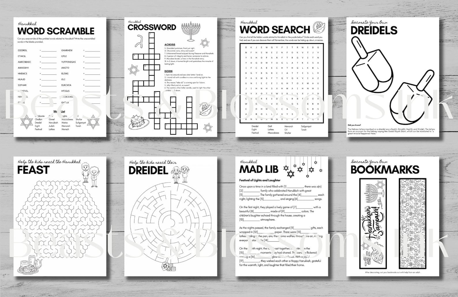 Hanukkah Activity Pack for Kids, 20 Printable Activity Pages, Digital ...