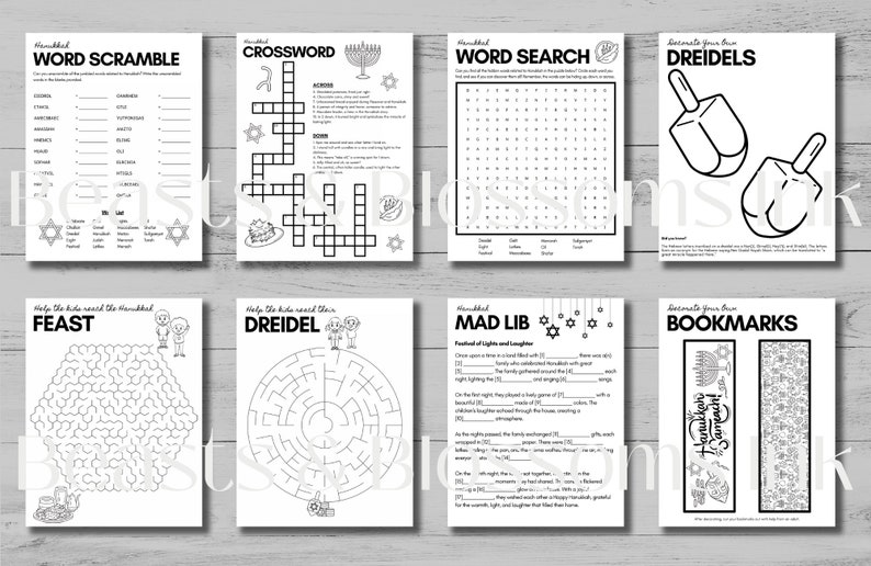 Hanukkah Activity Pack for Kids, 20 Printable Activity Pages, Digital ...