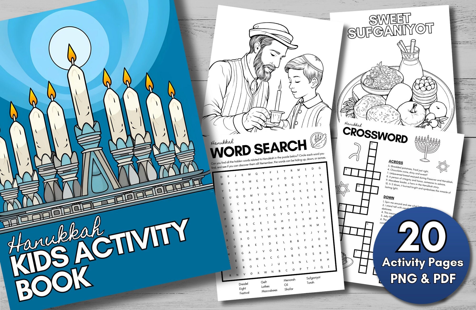 Hanukkah Activity Pack for Kids, 20 Printable Activity Pages, Digital ...
