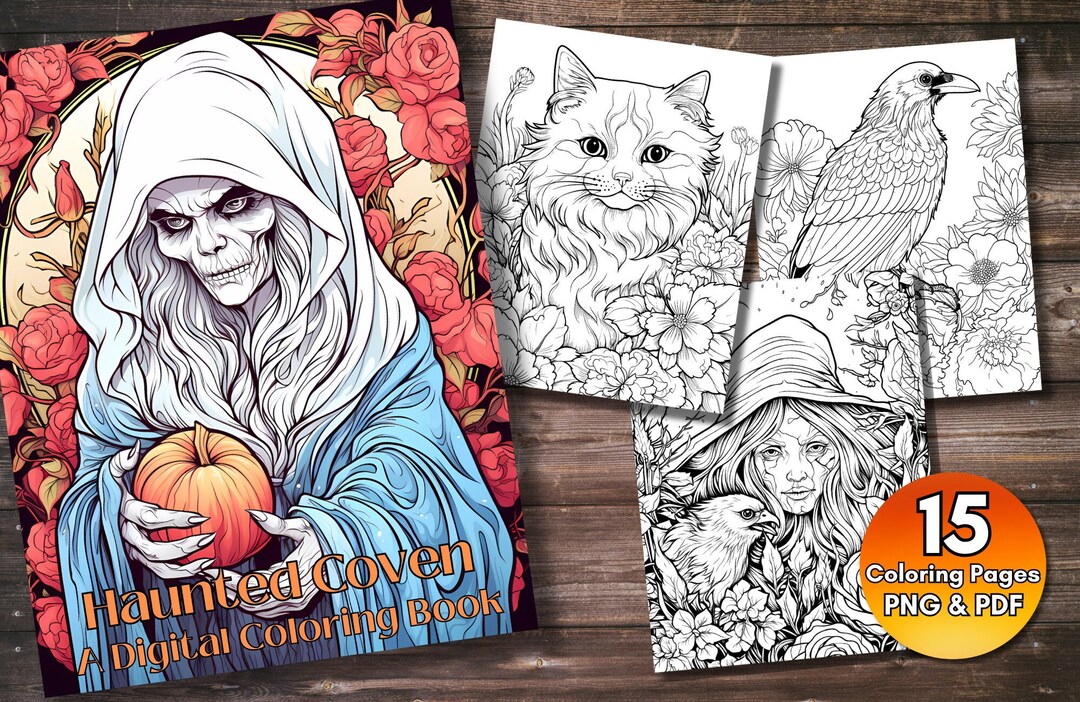 15 Witch Coloring Pages, Haunted Coven Printable Coloring Pages for ...