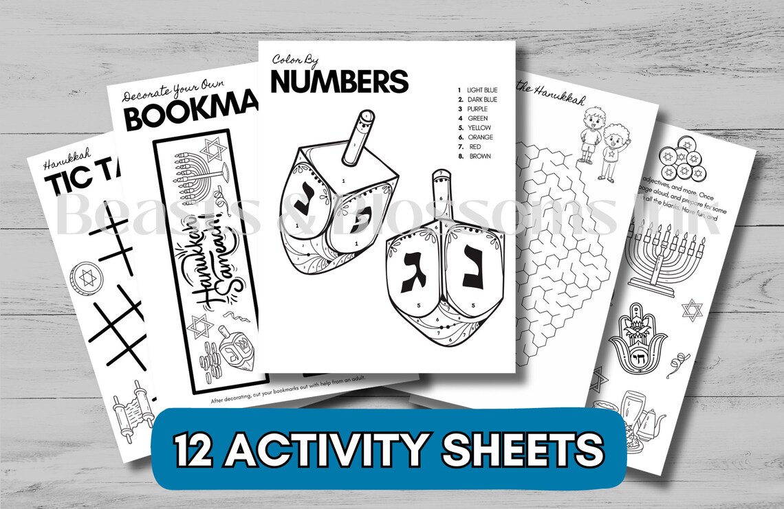 Hanukkah Activity Pack for Kids, 20 Printable Activity Pages, Digital ...