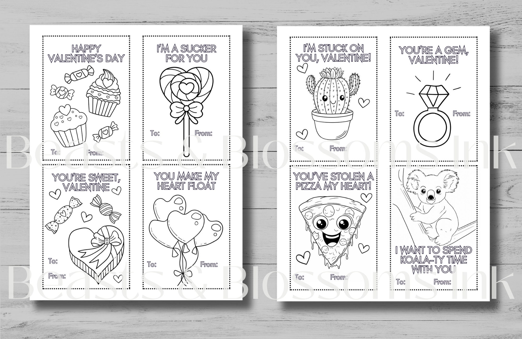 28 Printable Kids Valentine's Day Coloring Cards, Funny Valentines and ...