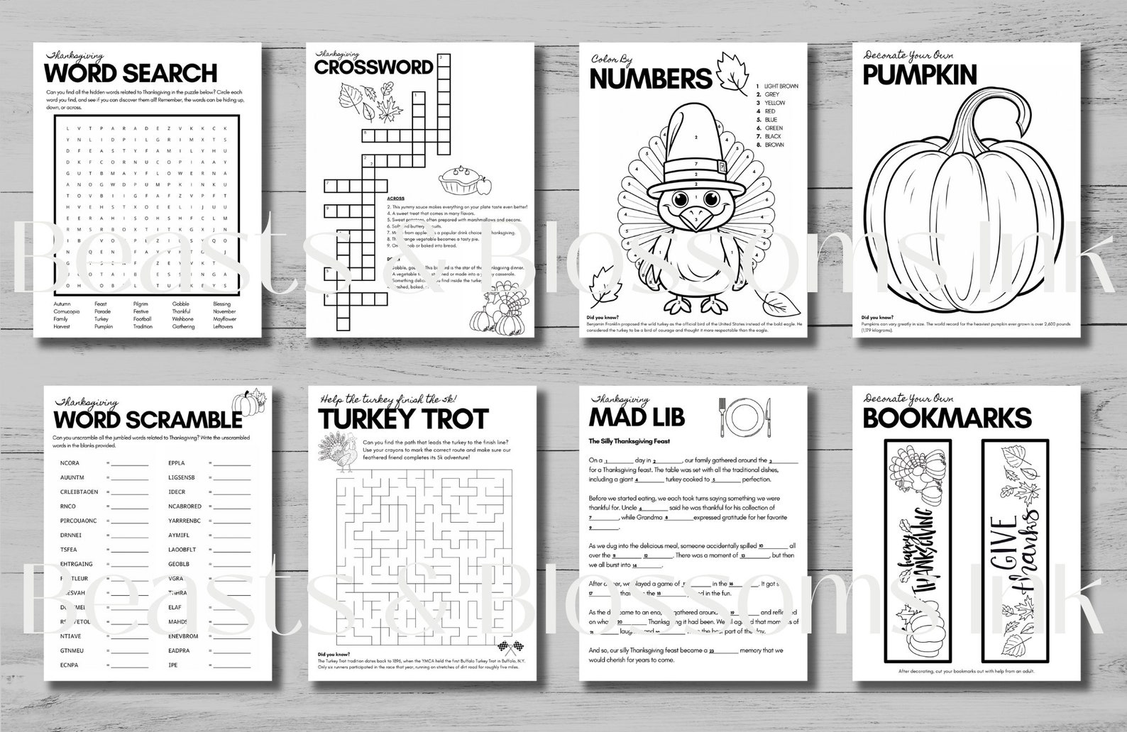 Thanksgiving Activity Pack for Kids, 20 Printable Kids Activity Pages ...