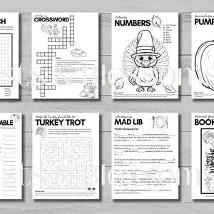 Thanksgiving Activity Pack for Kids, 20 Printable Kids Activity Pages ...