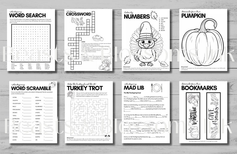 Thanksgiving Activity Pack for Kids, 20 Printable Kids Activity Pages ...