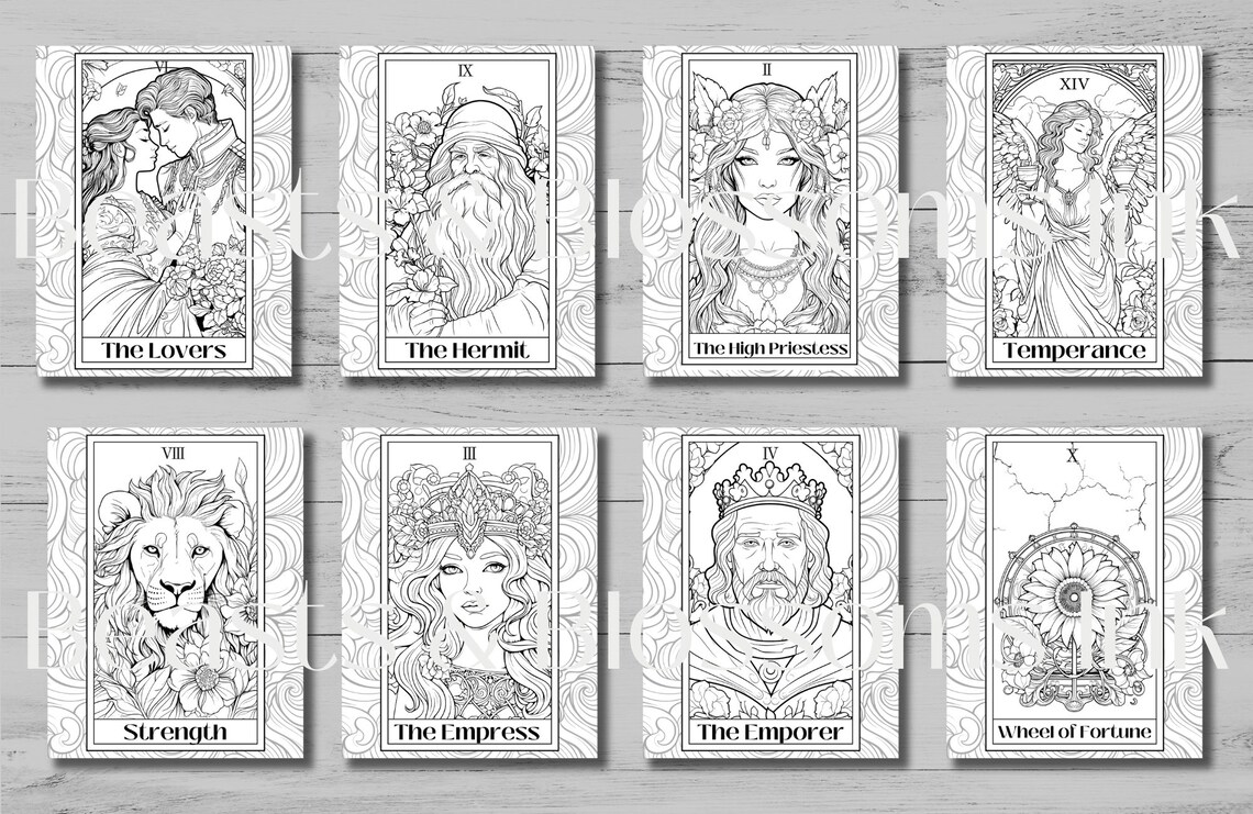 Enchanted Tarot: 23 Coloring Pages for Adults, Major Arcana Tarot Cards ...