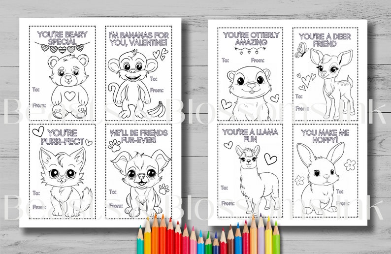 28 Printable Kids Valentine's Day Coloring Cards, Funny Valentines and ...
