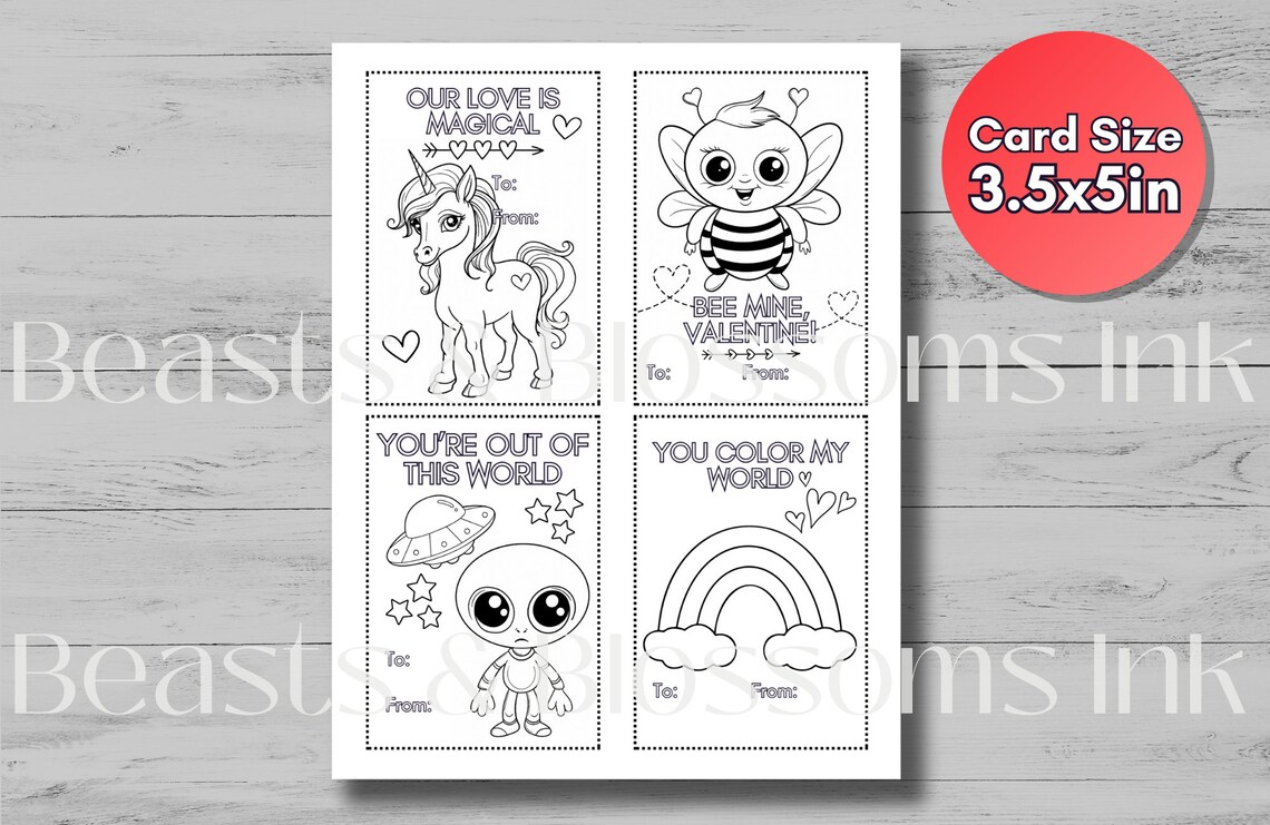 28 Printable Kids Valentine's Day Coloring Cards, Funny Valentines and ...