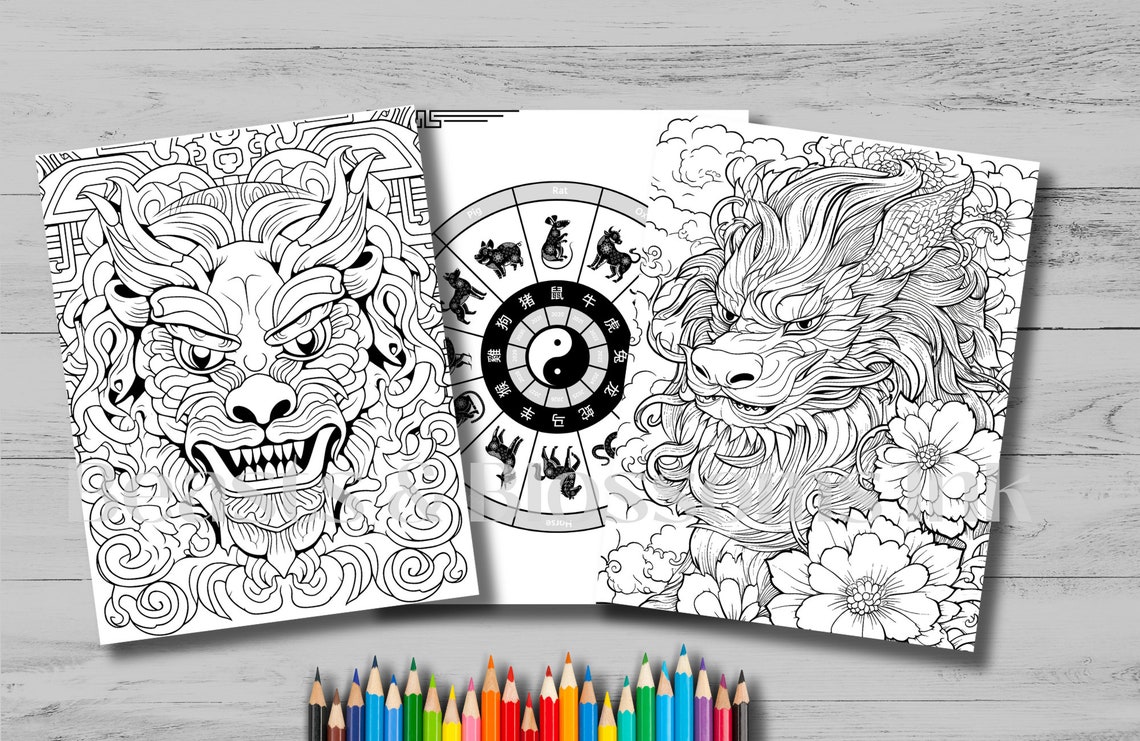 Chinese Zodiac: 16 Coloring Pages, Printable Astrology Coloring Pages ...