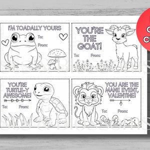 28 Printable Kids Valentine's Day Coloring Cards, Funny Valentines and ...