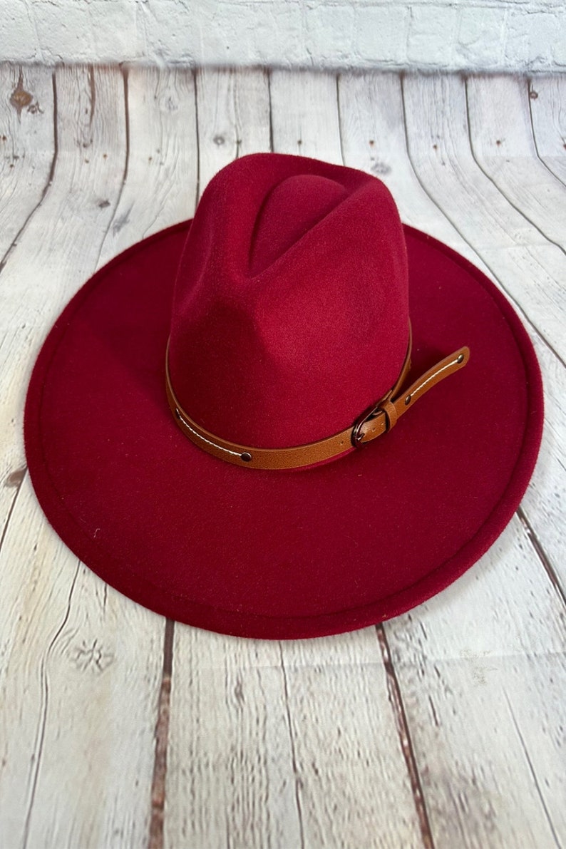 Vegan Felt Fedora Hat: Wide Brim With Double Buckle Band (57cm) - Etsy