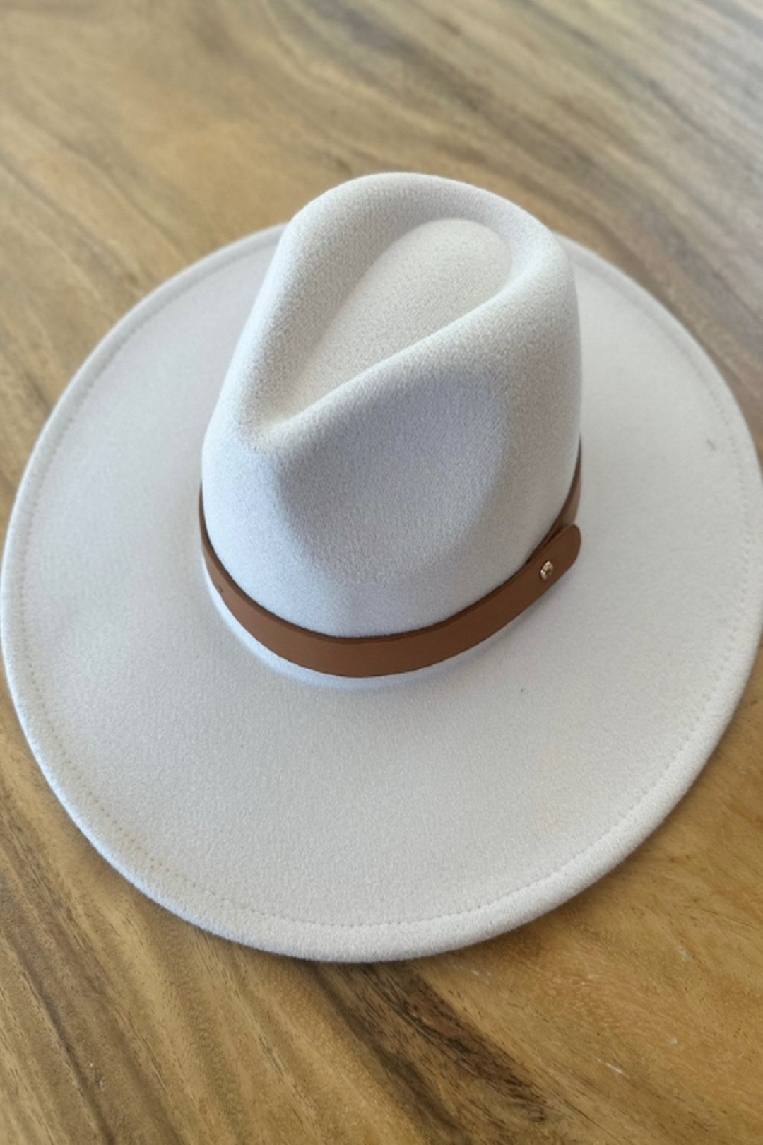 Vegan Felt Panama Hat: Wide Brim Fedora With Leather Belt - Etsy