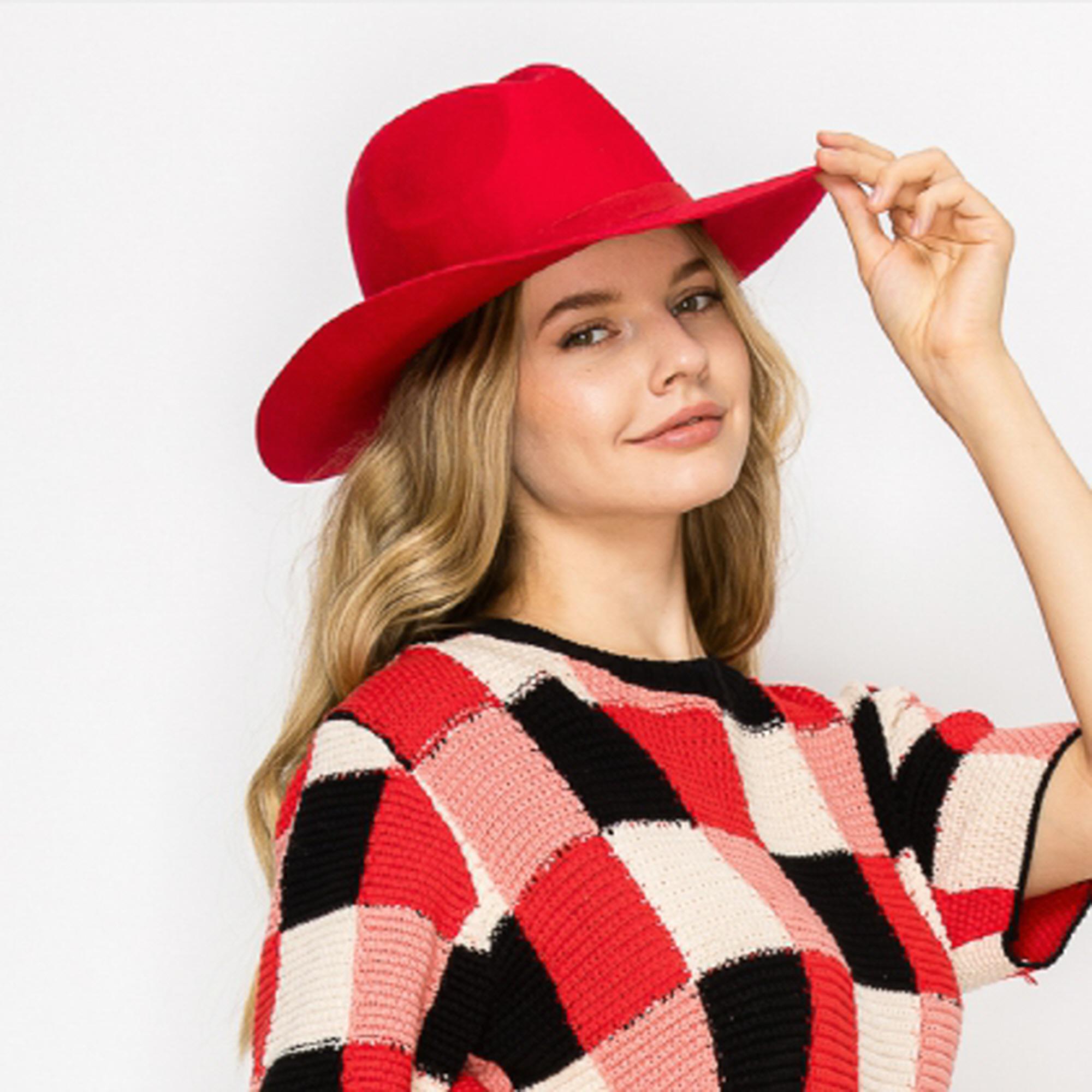 Wool Fedora Hat With Pencil Brim & Red Hatband, Soft Wool - Etsy