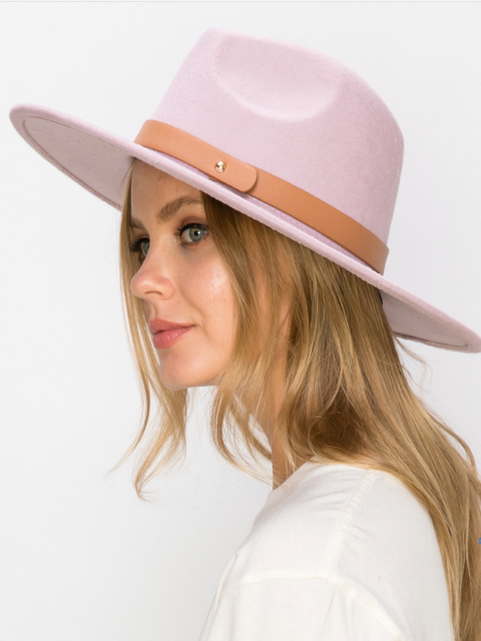 Vegan Felt Panama Hat: Wide Brim Fedora With Leather Belt - Etsy