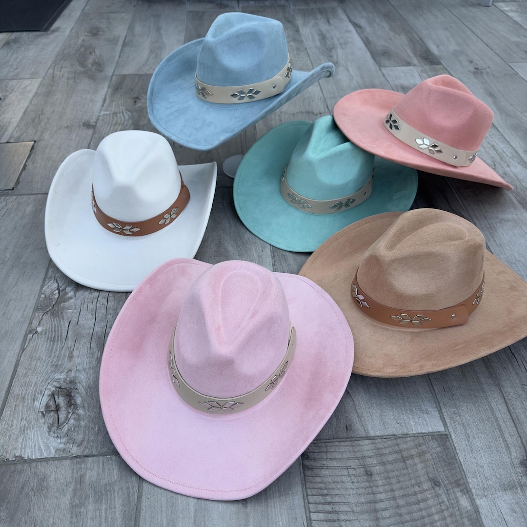 Vegan Suede Cowboy Hat: Western Style With Leather Cutout Band - Etsy