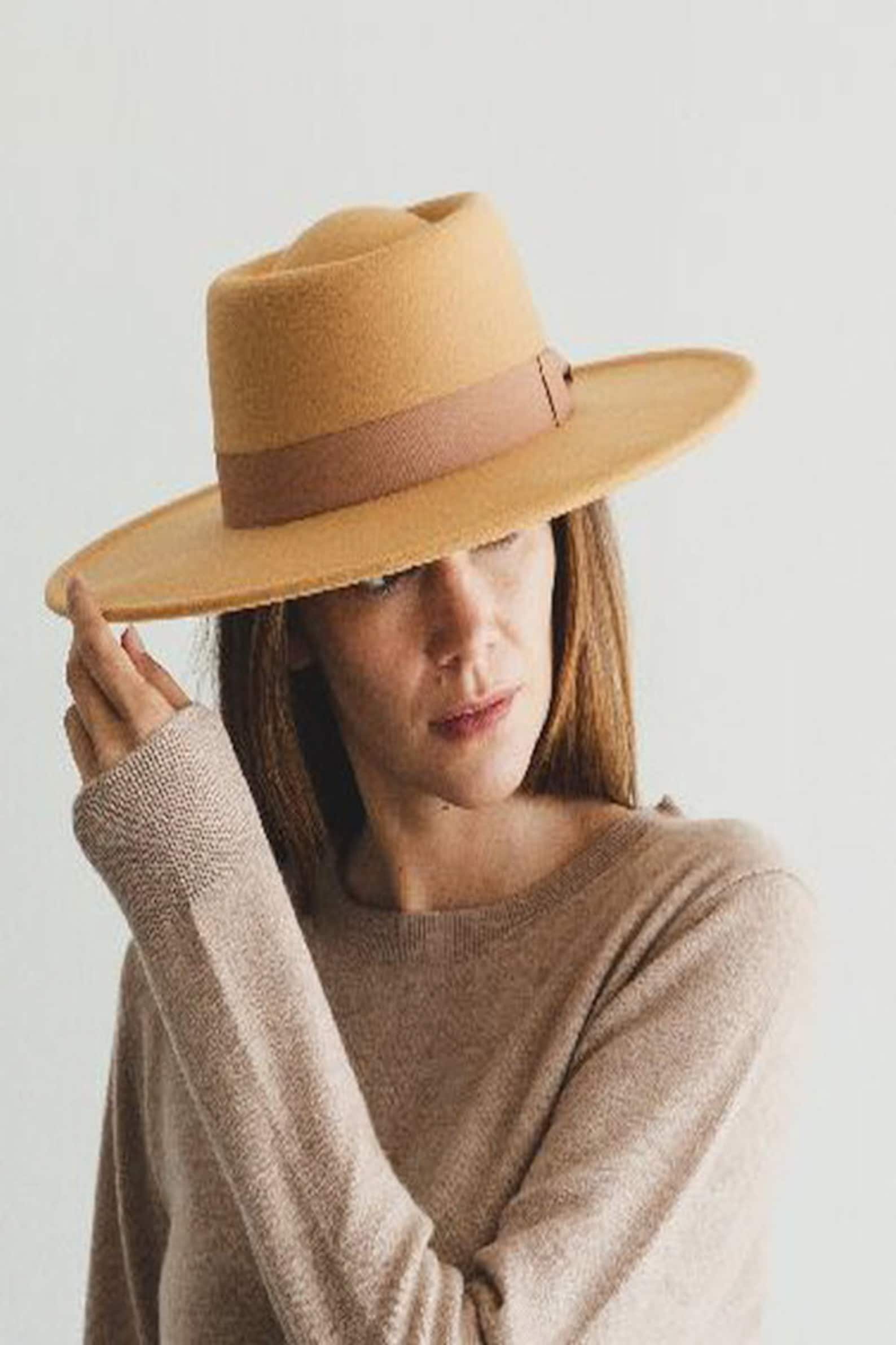 Vegan Felt Panama Hat: Wide Brim, Leather-look Band, Adjustable 57cm - Etsy