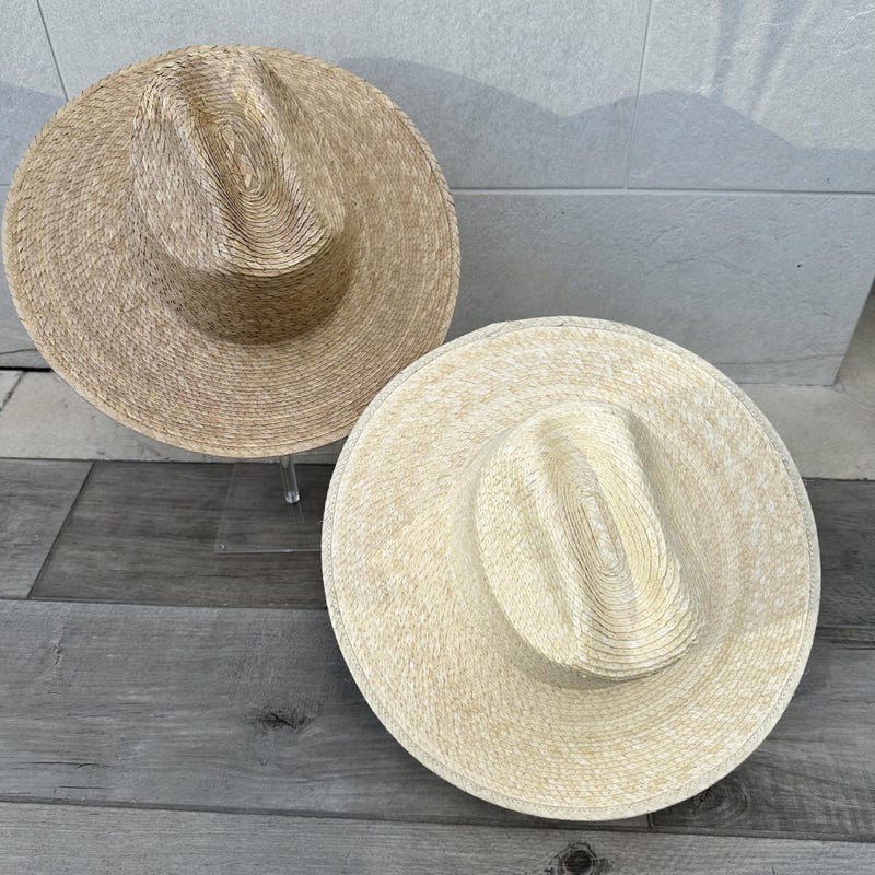 Flat Brim Straw Hat - Etsy