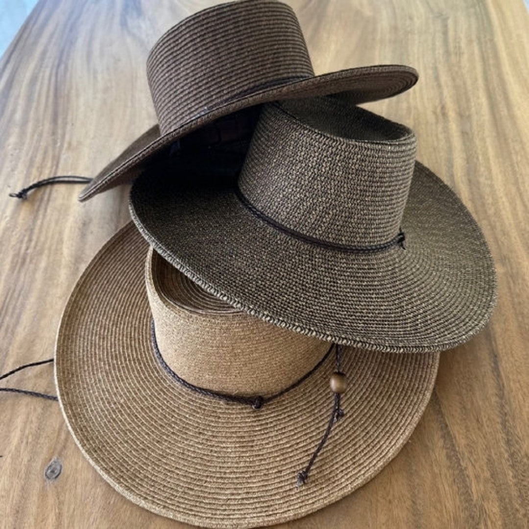 Wide Brim Boater or Gambler Sun Hat With Chin Cord. Unisex Style ...