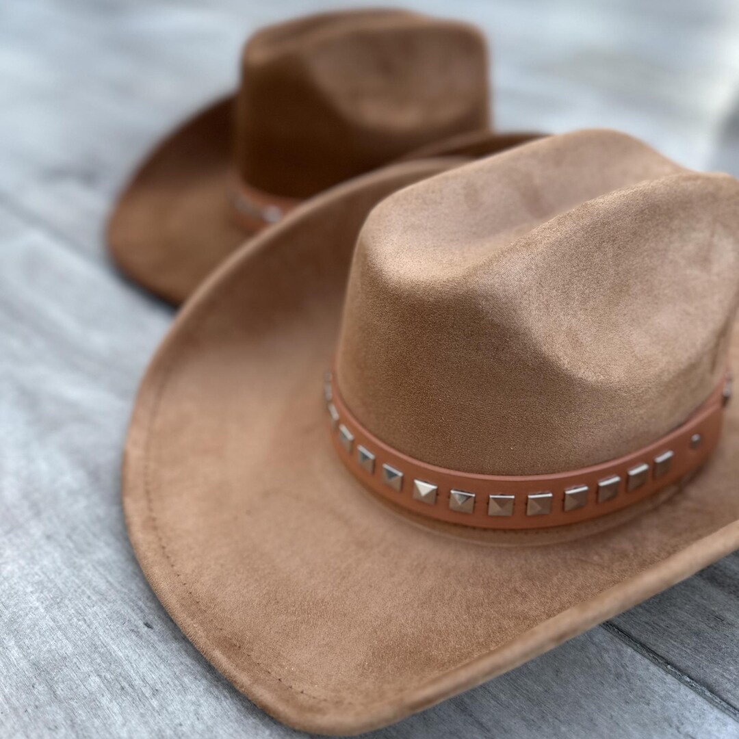 Vegan Suede Cowboy Hat: Classic Western Cattleman Style, Adjustable Fit ...