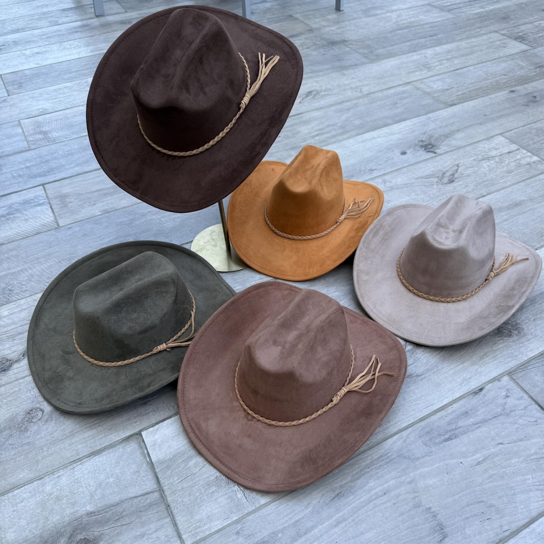 Vegan Suede Cowboy Hat: Cattleman Style, Adjustable Fit - Etsy